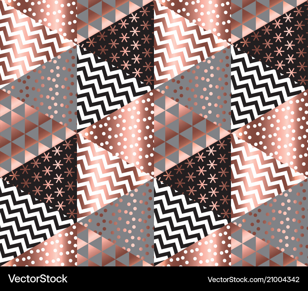 Rose Gold Geometric Xmas Pattern Royalty Free Vector Image