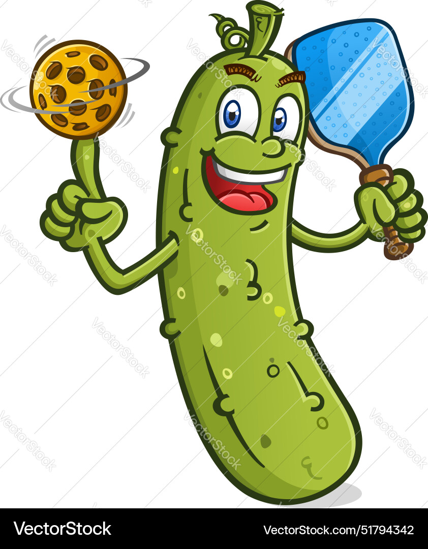 Tall Pickel Cartoon Spinnen ein Pickleball Vektorbild