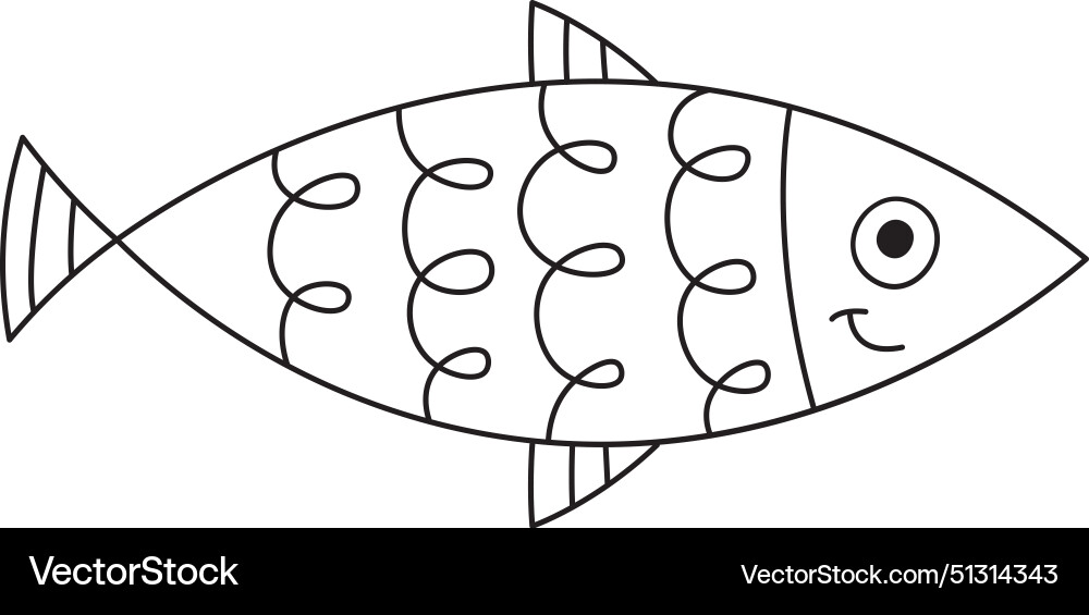 Funny fish outline Royalty Free Vector Image - VectorStock