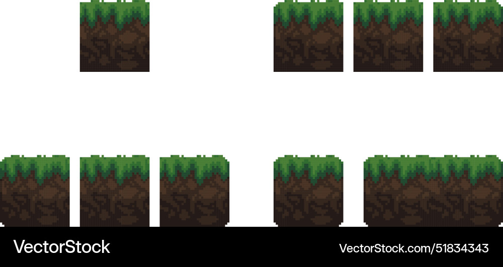 Pixel art tile set for 2d retro video-game Vector Image