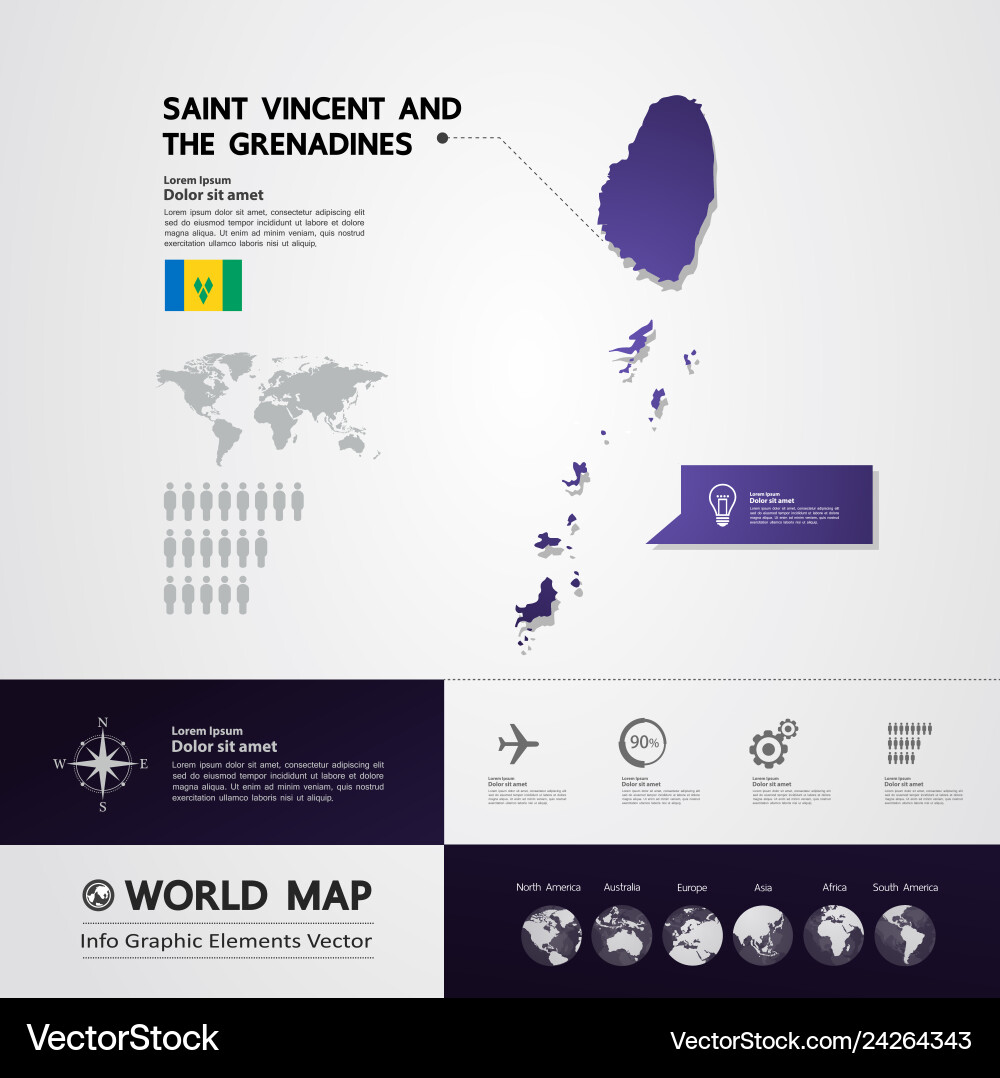 Saint vincent map Royalty Free Vector Image - VectorStock