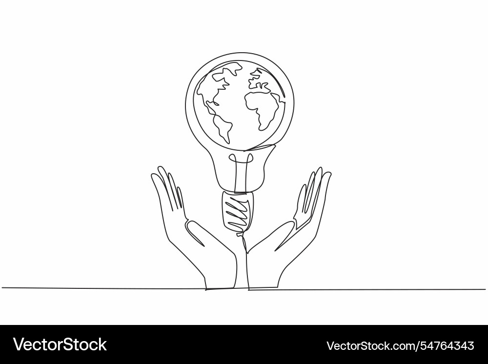 Single continuous line drawing bulb lamp Vector Image
