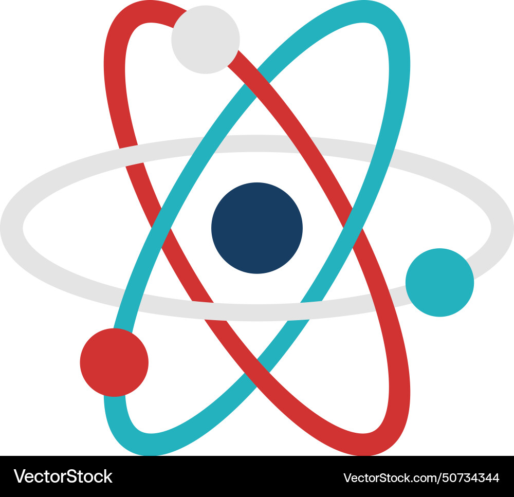 Atom model icon flat physics science symbol Vector Image