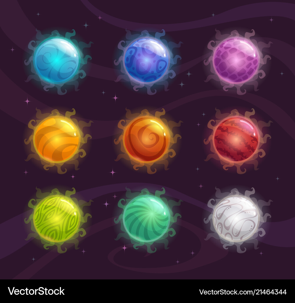 Colorful Fantasy Planets Royalty Free Vector Image