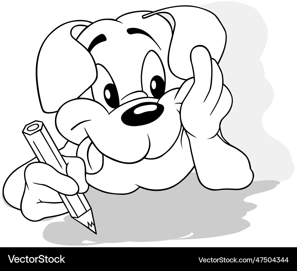 Cute Cartoon Dog with Crayon Royalty Free Vector Image