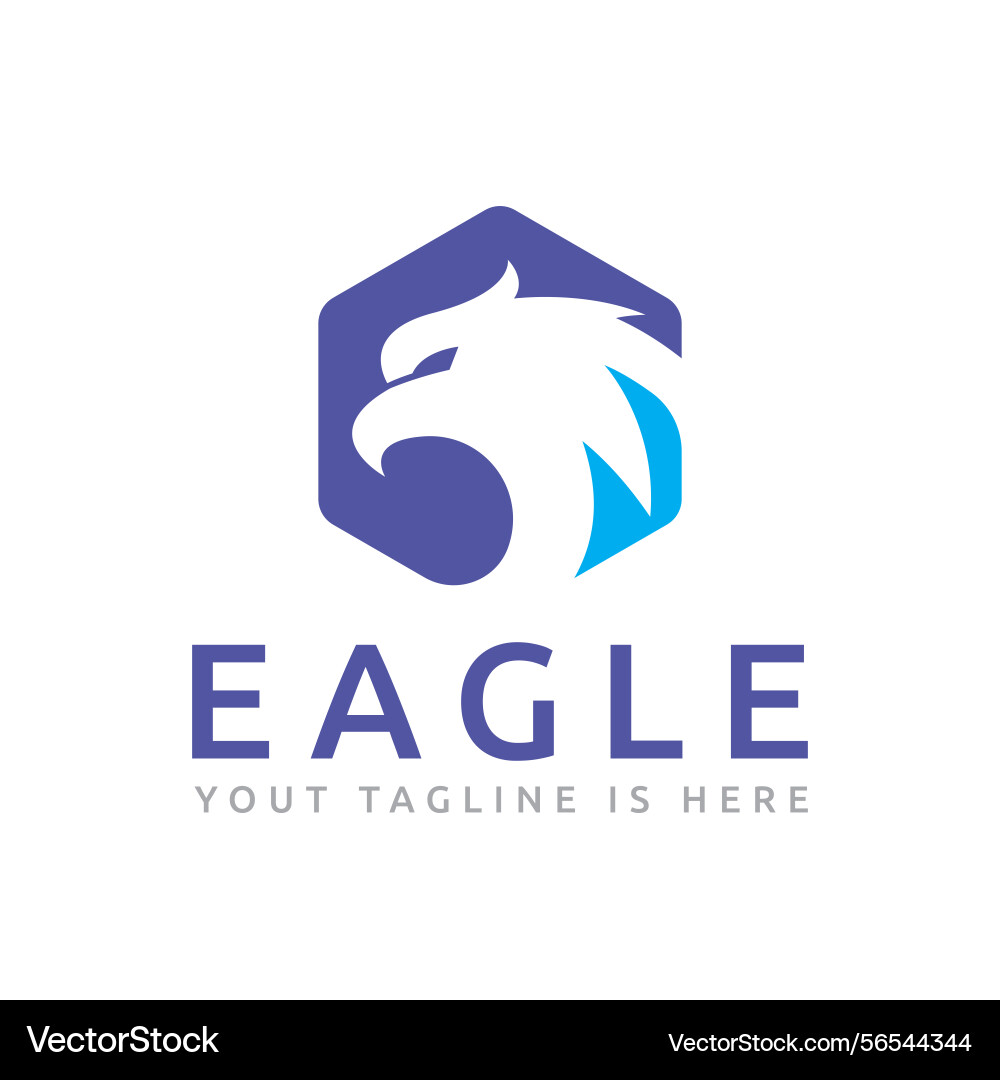 Hexagon eagle hawk falcon bird animal head mascot Vector Image