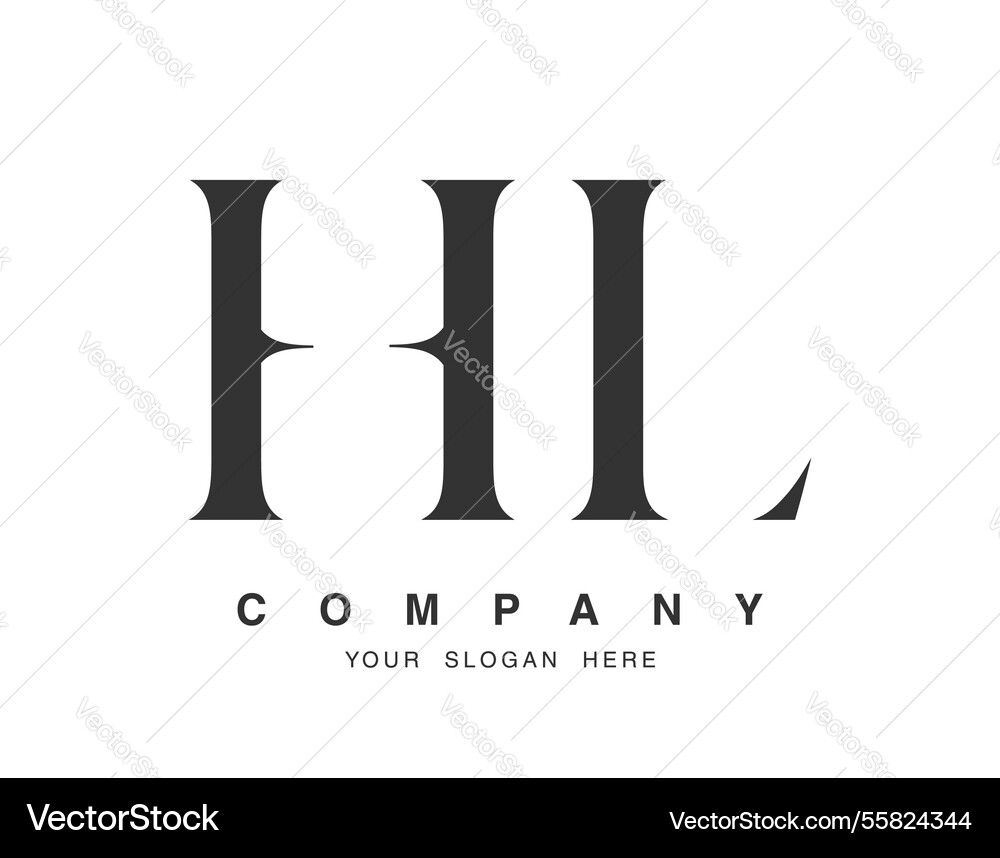 Hl logo design initial letter h and l serif font Vector Image