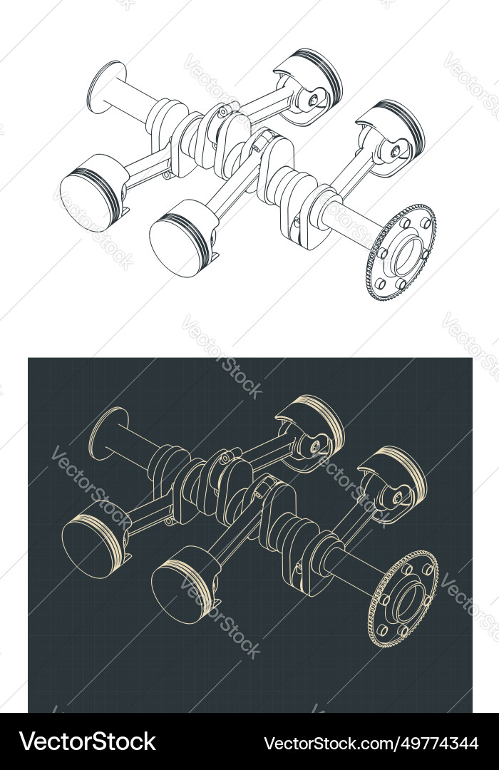 Horizontally Opposed Engine Crankshaft Diagram Vector Image