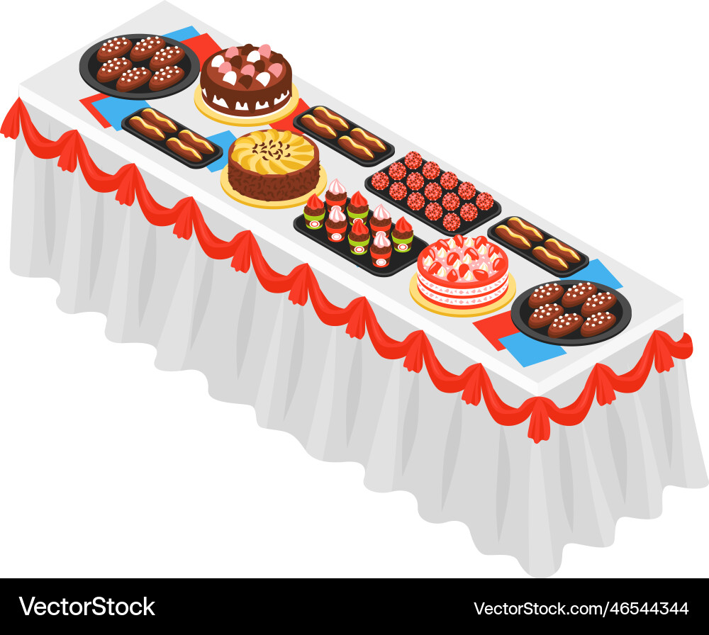Isometric banquet table Royalty Free Vector Image