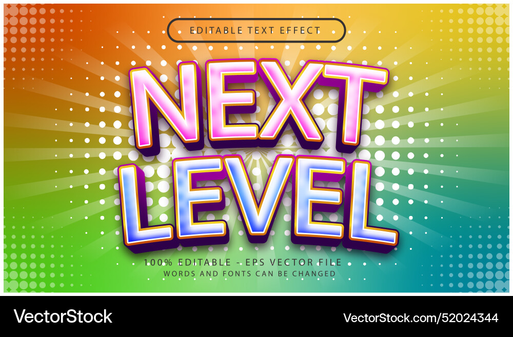 Next level 3d editable text effect template Vector Image