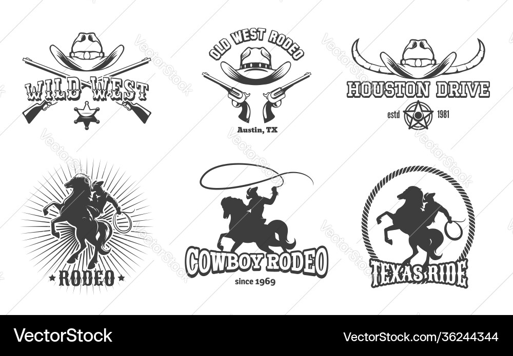 Wild West Rodeo Labels Royalty Free Vector Image