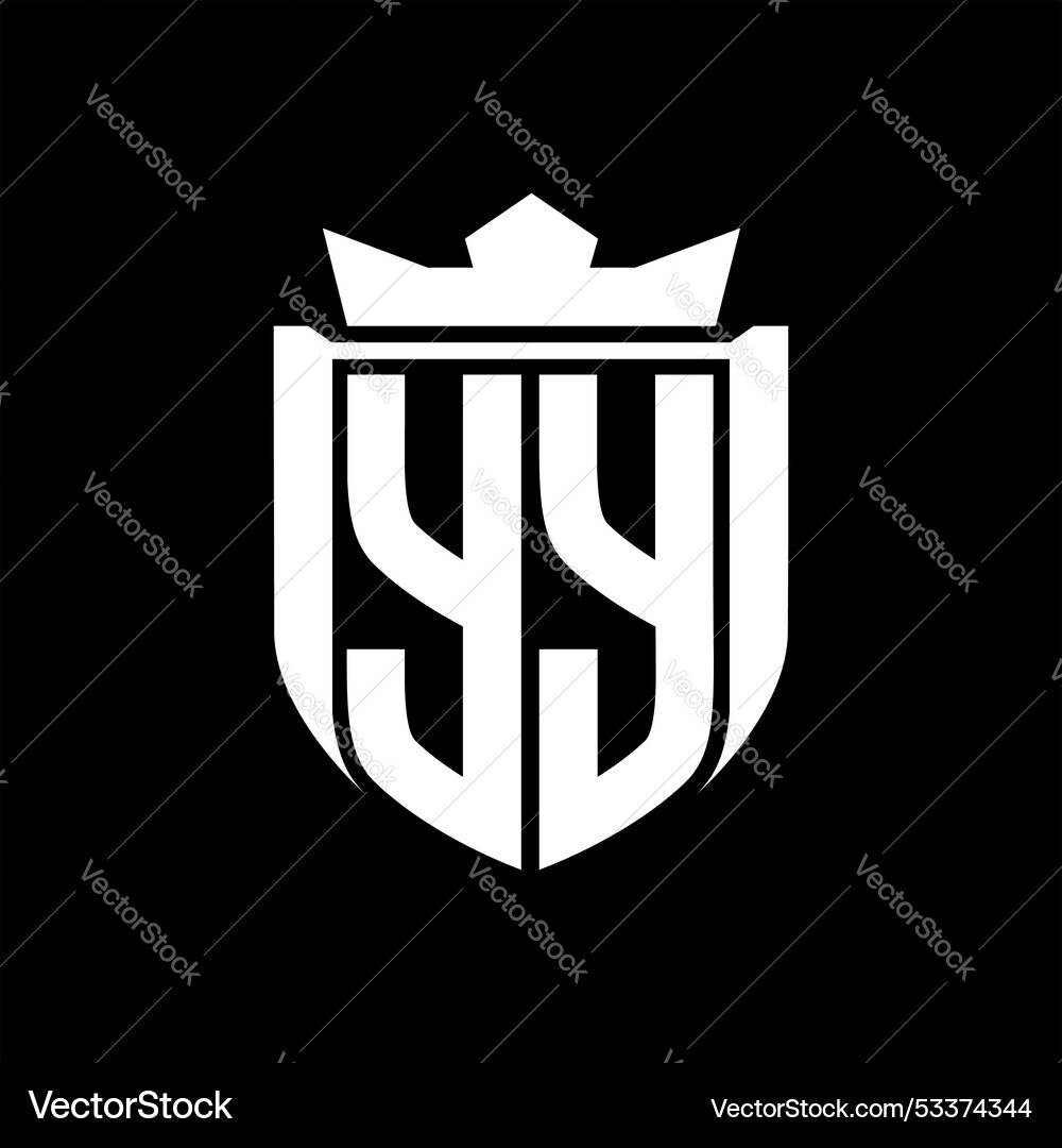 Yy letter logo shield shape inside badge Vector Image