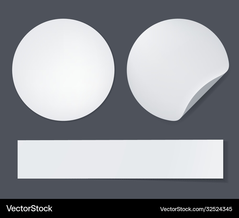 Blank white stickers straightened and with folded Vector Image
