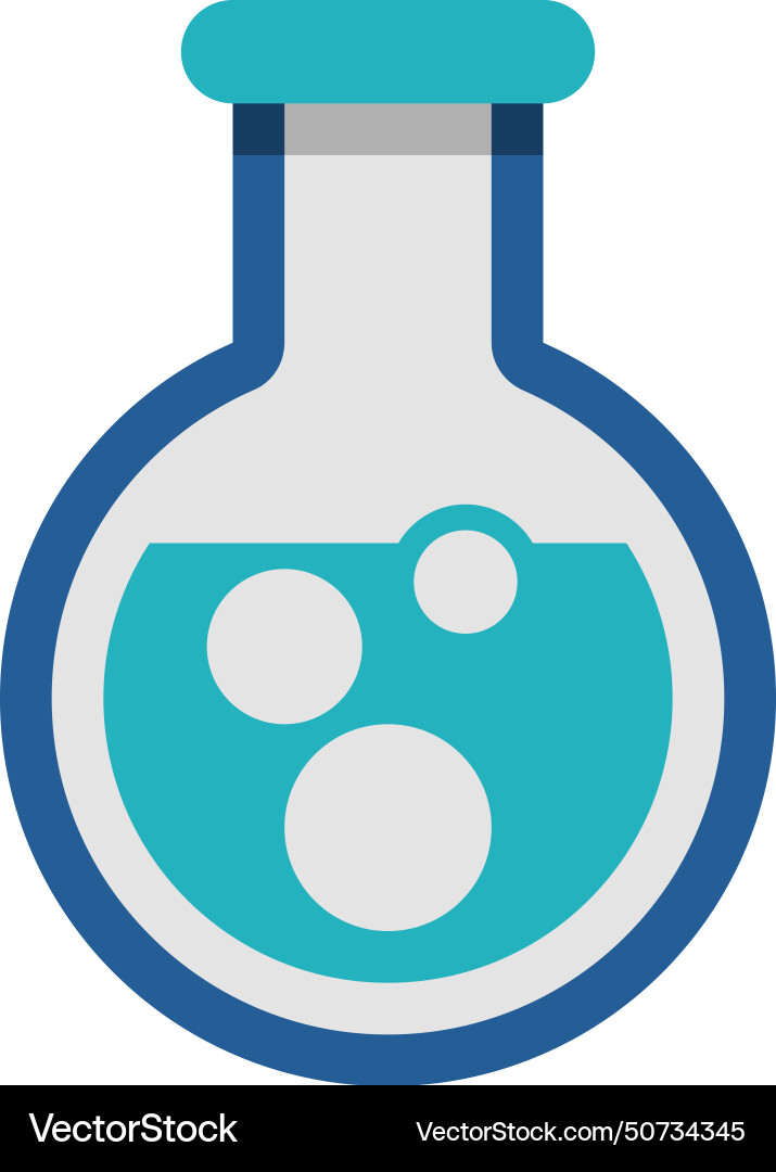 Chemical flask with liquid flat icon lab Vector Image