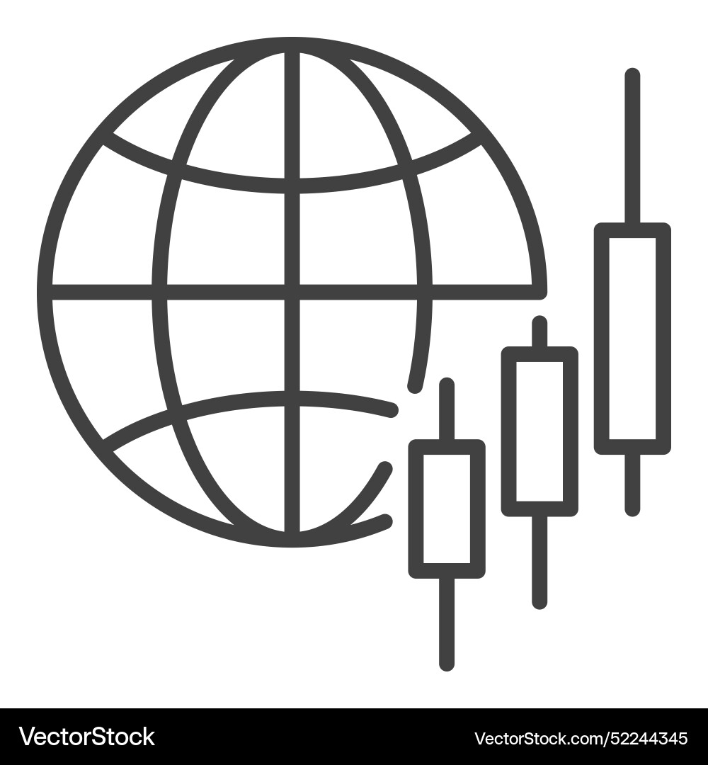 Earth globe with candlestick chart icon or symbol Vector Image