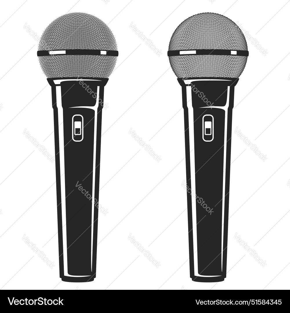 Isolated silhouettes of dynamic microphones Vector Image