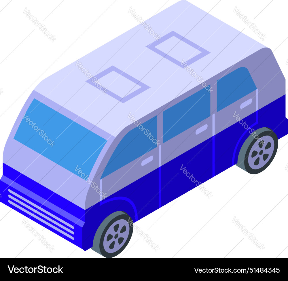 Isometric blue mini van Royalty Free Vector Image