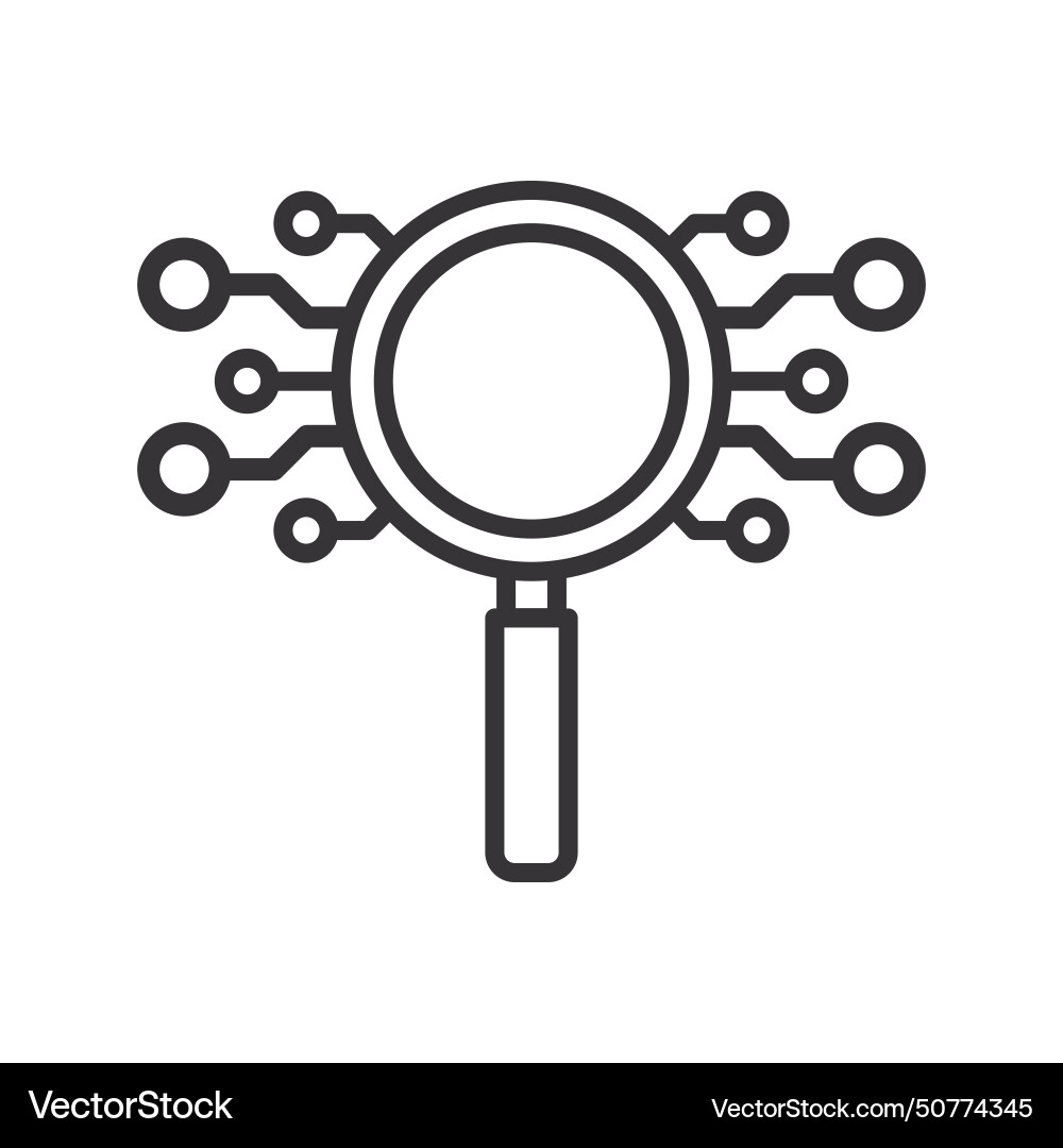 Magnifying glass ai line icon Royalty Free Vector Image