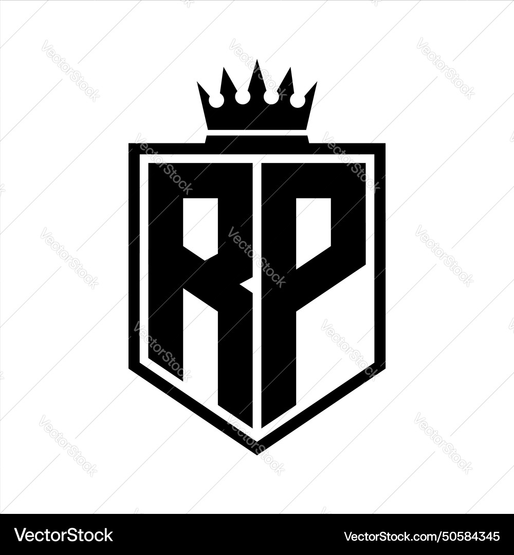 Rp logo monogram bold shield geometric shape Vector Image