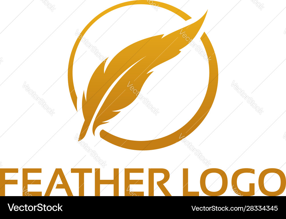Simple feather logo designs template write Vector Image