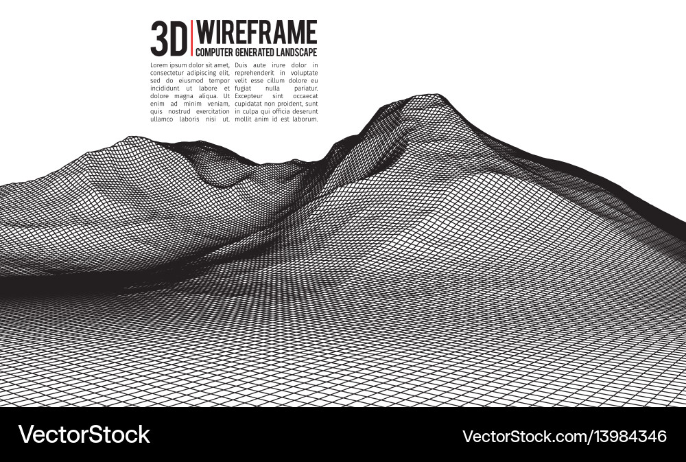 Abstract wireframe landscape background Royalty Free Vector