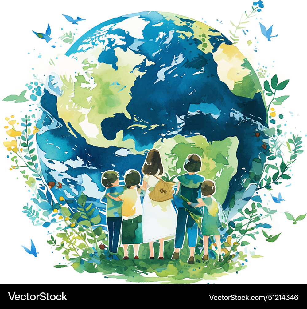 Children Celebrating Earth Day Royalty Free Vector Image
