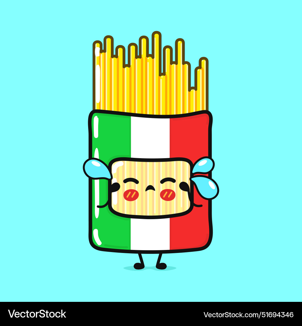 Crying pack spaghetti character hand drawn Vector Image