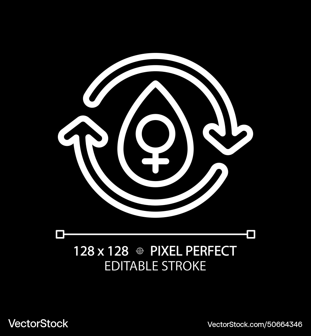 Female menstrual cycle white linear icon for dark Vector Image
