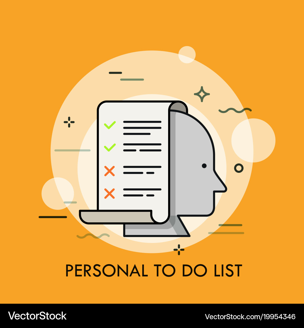 Human head and paper sheet with check cross Vector Image