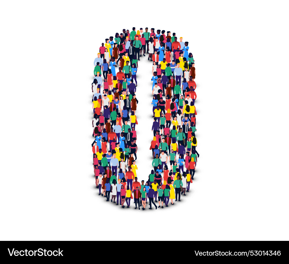 Large group of people in number 0 zero form Vector Image