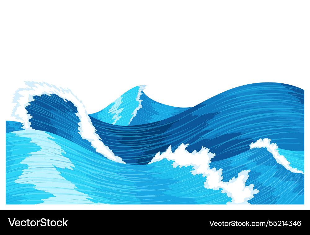 Ocean waves splash water marine sea storm Vector Image
