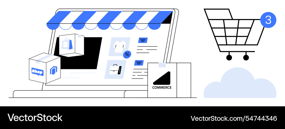 Online shopping concept with ecommerce storefront Vector Image