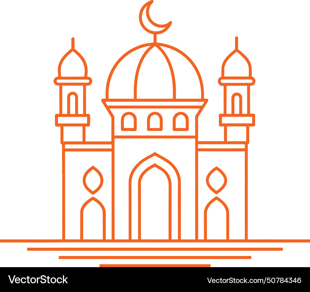 Ramadan kareem outline mosque outlined Royalty Free Vector