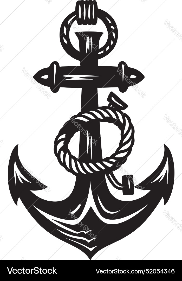 Retro seafaring emblem ship anchor with rope logo Vector Image