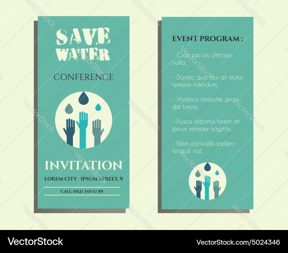 Save water conference flyer invitation template Vector Image