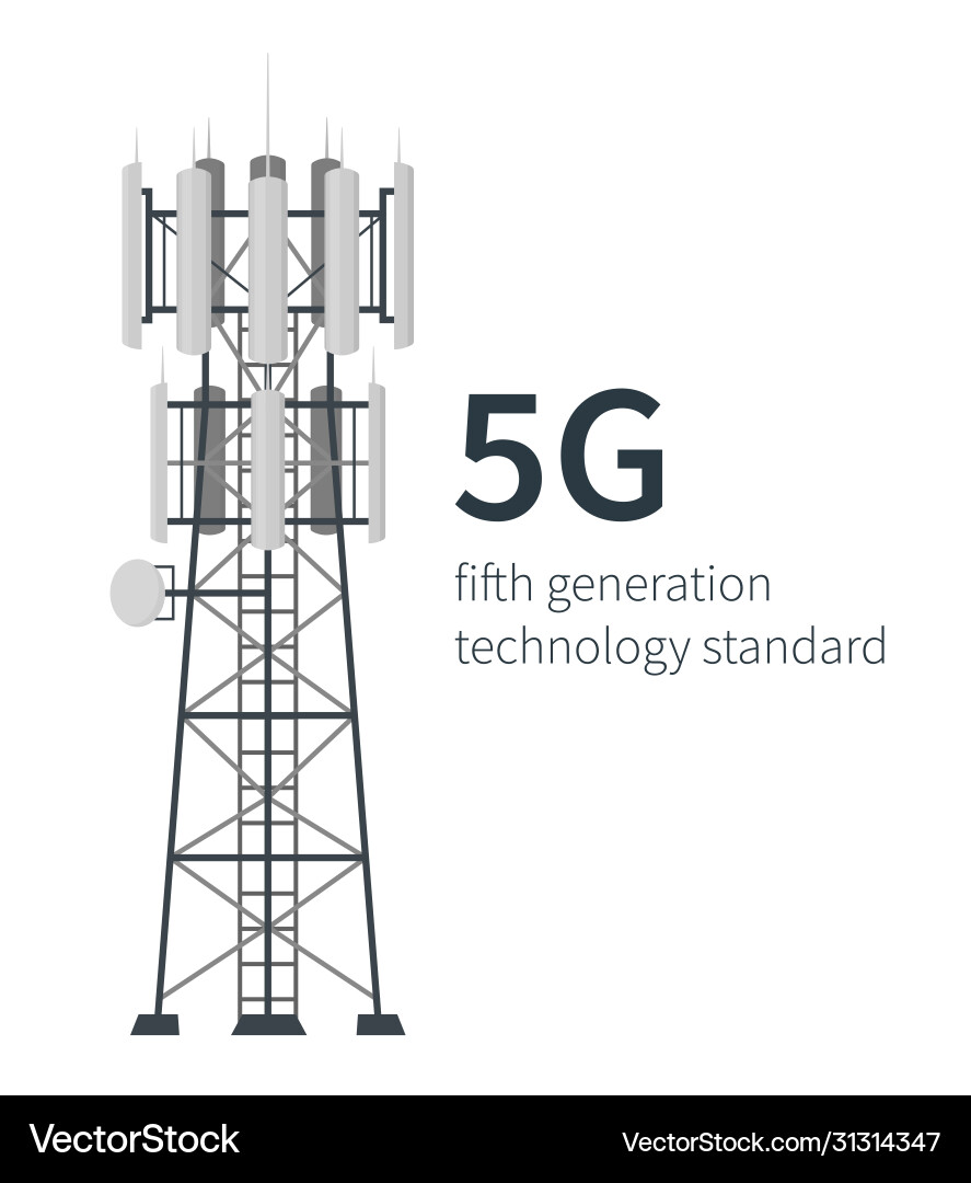 5g technology mast base stations white background Vector Image