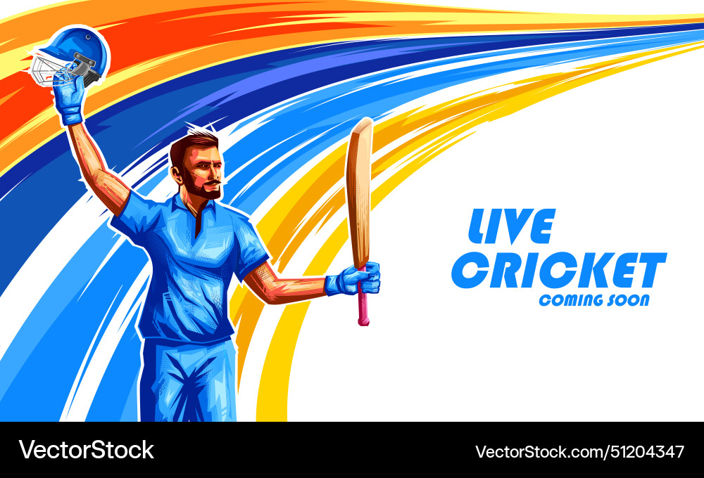 Batsman player playing cricket championship on Vector Image