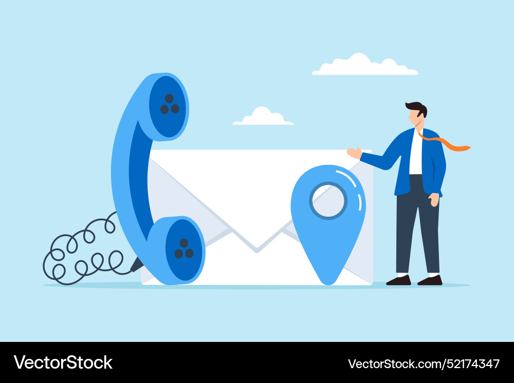 Businessman standing near telephone email Vector Image Businessman standing near telephone email Vector Image