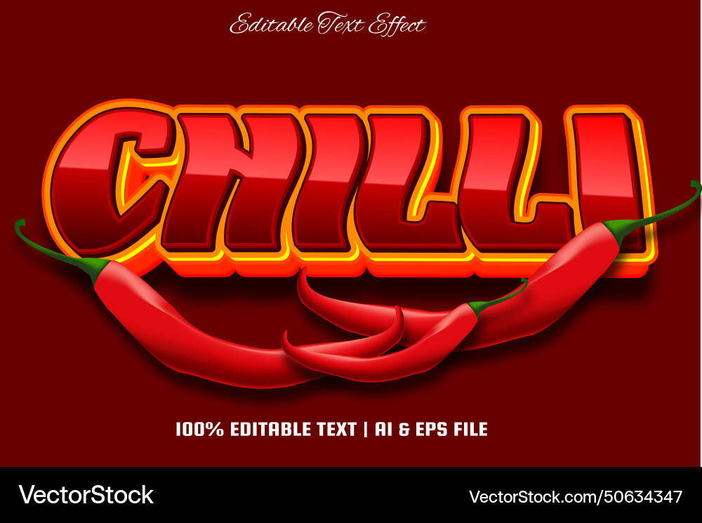 Chilli editable text effect modern style Vector Image