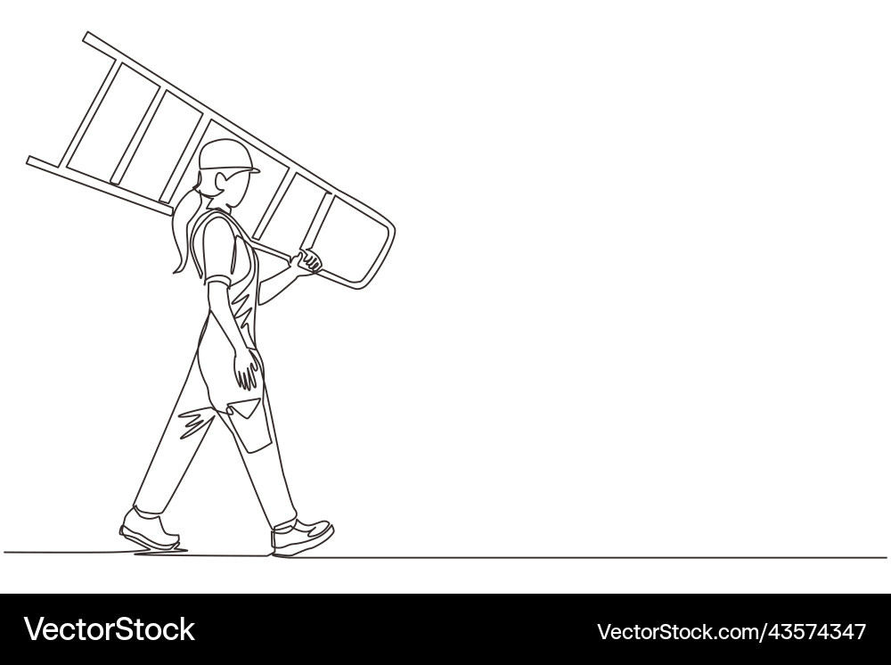 Continuous one line drawing repairwoman Royalty Free Vector