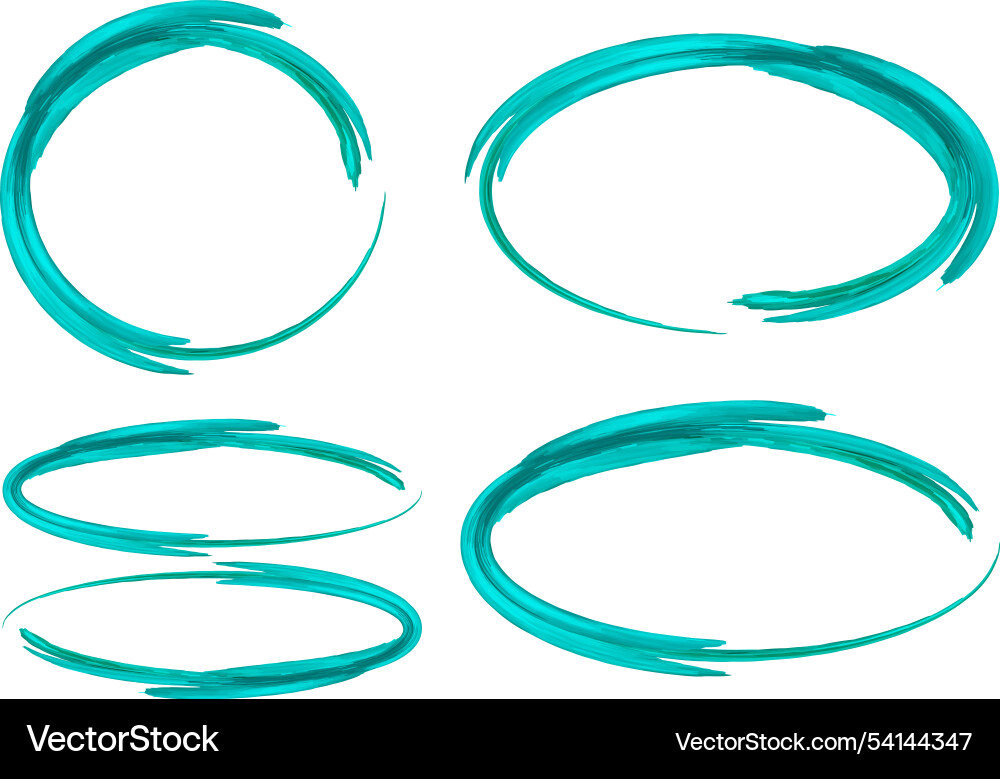 Green emerald color circle frame set Royalty Free Vector