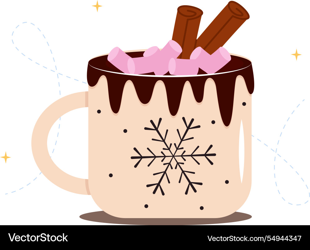Hot chocolate drink with marshmallows Royalty Free Vector