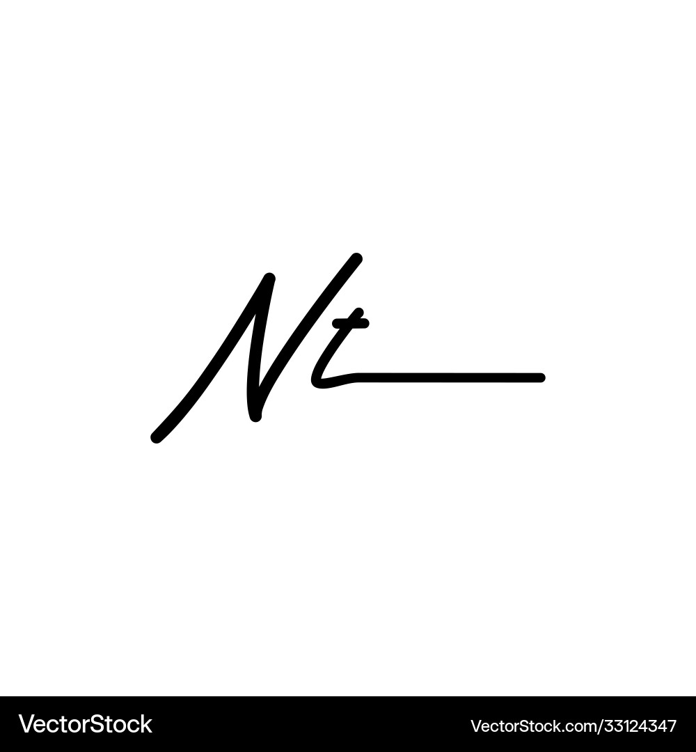 Letter nt signature logo template Royalty Free Vector Image