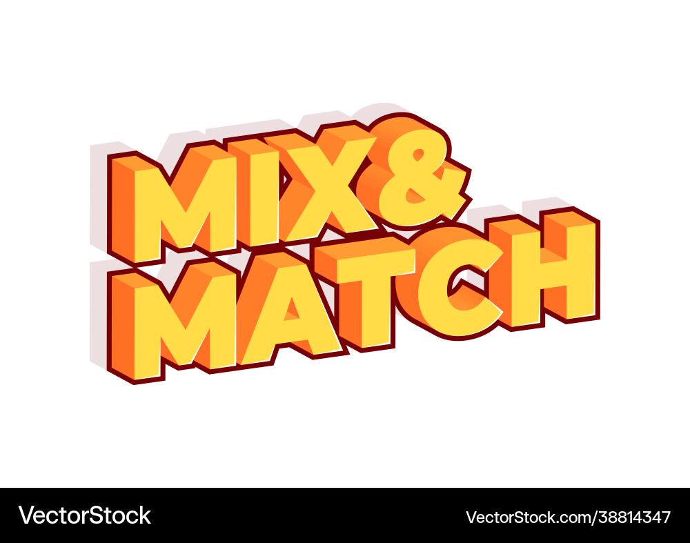 Mix and match yellow 3d text Royalty Free Vector Image