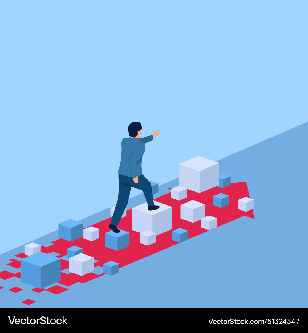 People running on digital cubes a metaphor Vector Image