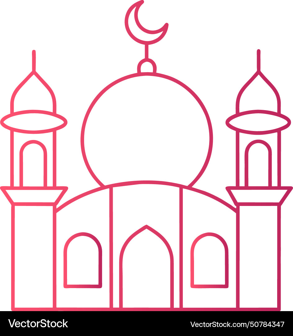 Ramadan kareem outline mosque outlined Royalty Free Vector