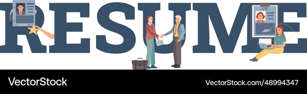 Resume flat text Royalty Free Vector Image - VectorStock