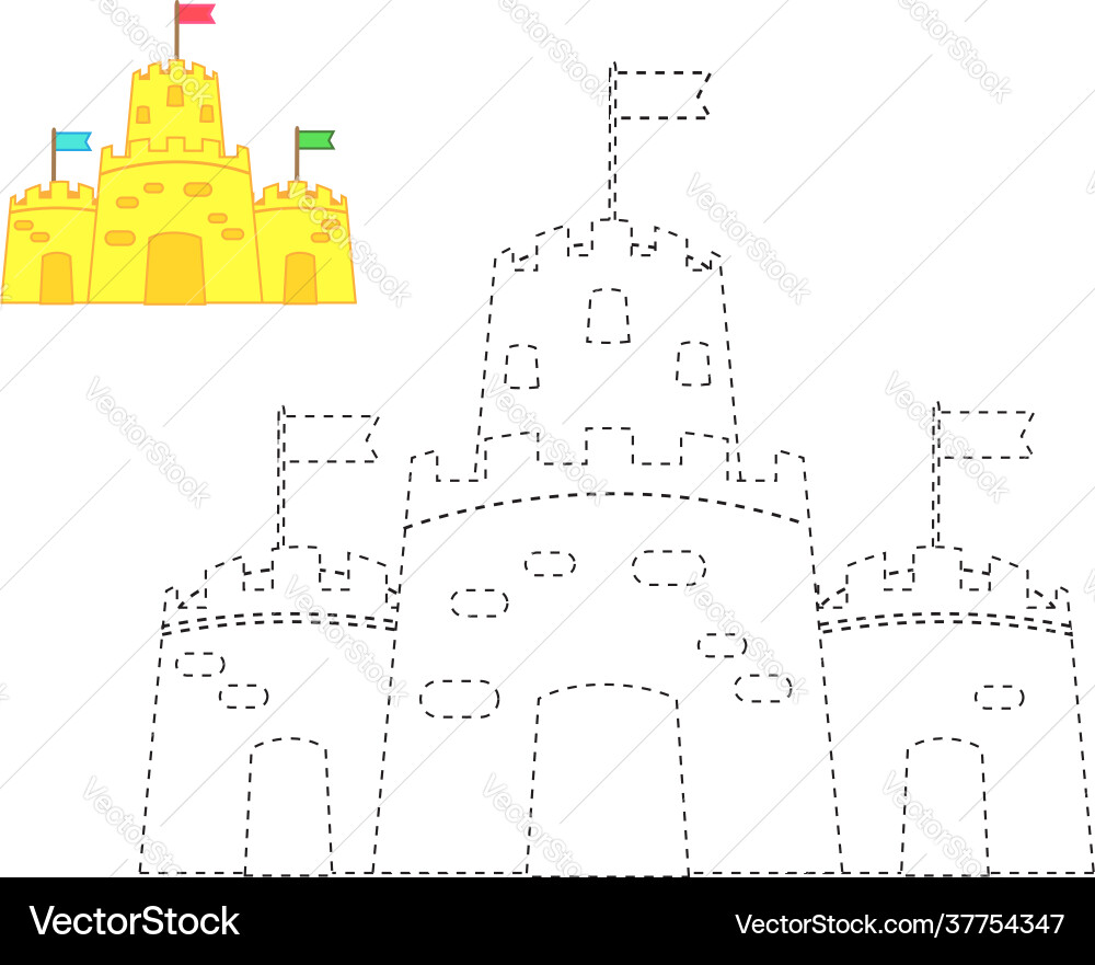 Sand castle complete picture educational Vector Image
