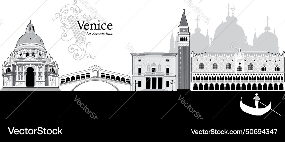 Venice skyline cityscape Royalty Free Vector Image
