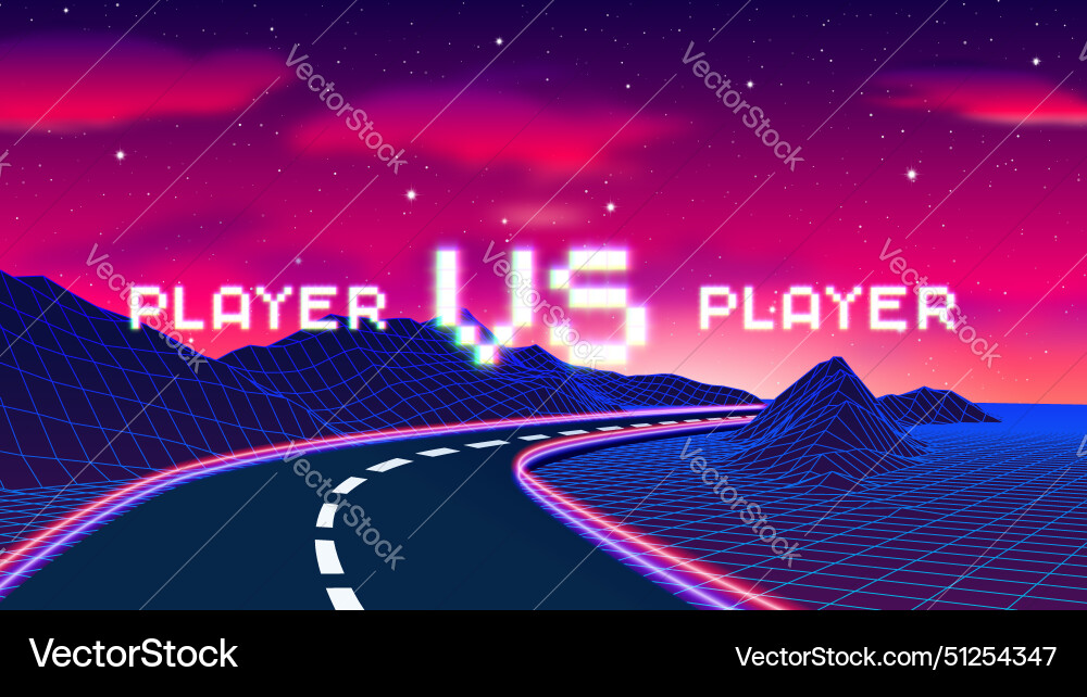 Versus sign with arcade game style pixel Vector Image